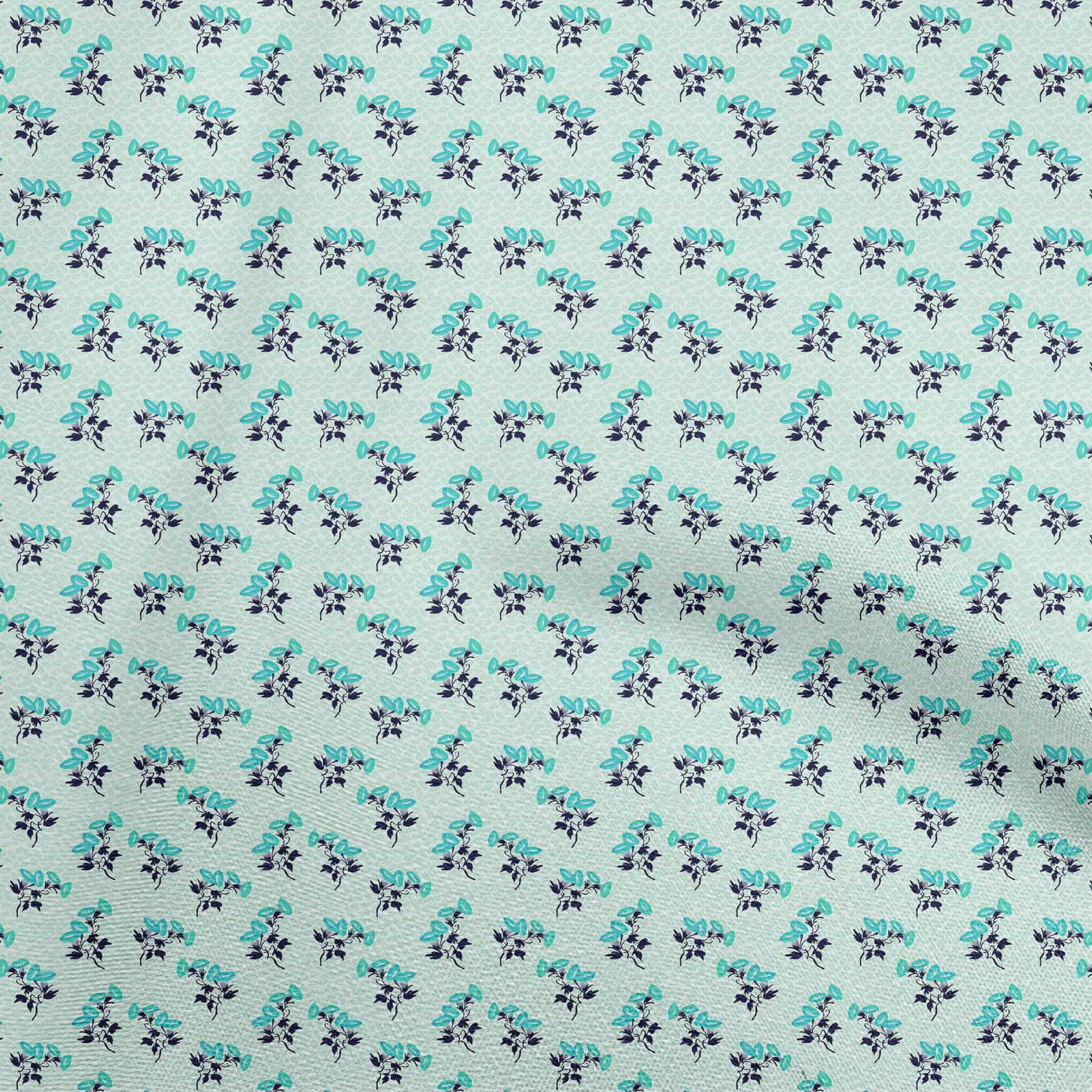 oneOone Cotton Poplin Mint Green Fabric Floral Sewing Material Print ...