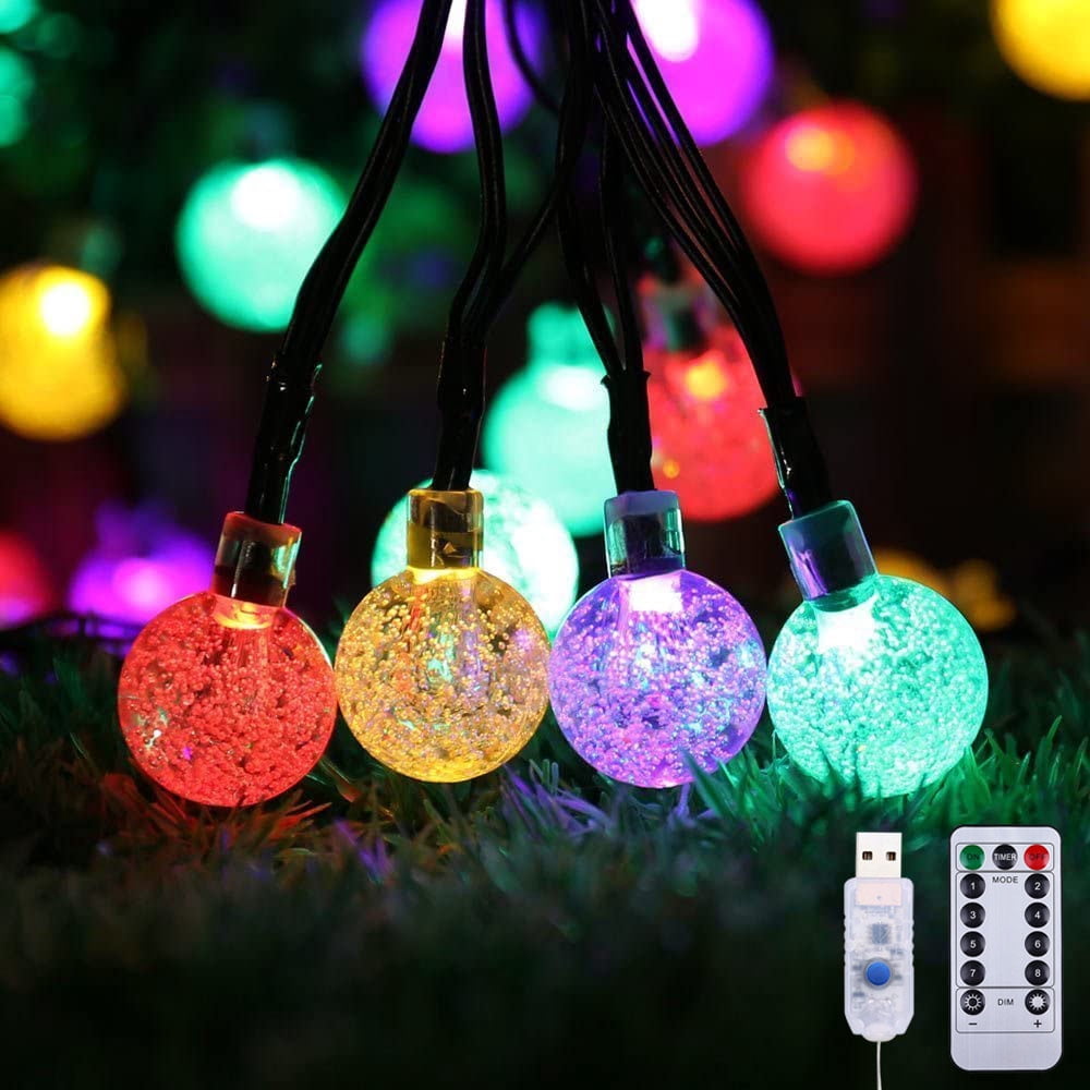 Dofanfy Green Wire LED Crystal Ball String Lights Waterproof LED String ...