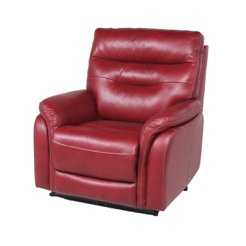 Fortuna Dark Red Leather Power Recliner Chair - Walmart.com