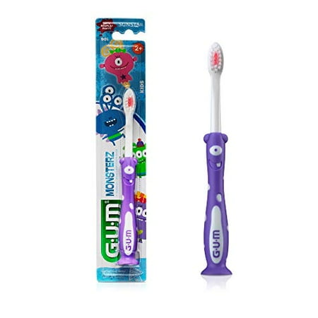 GUM Monsterz Kids and Toddler Toothbrush, Soft, Ages 2+, 1 Count (Pack ...