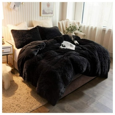 Wajade Plush Shaggy Comforter Set Fluffy Fuzzy Faux Fur Bedding Set ...