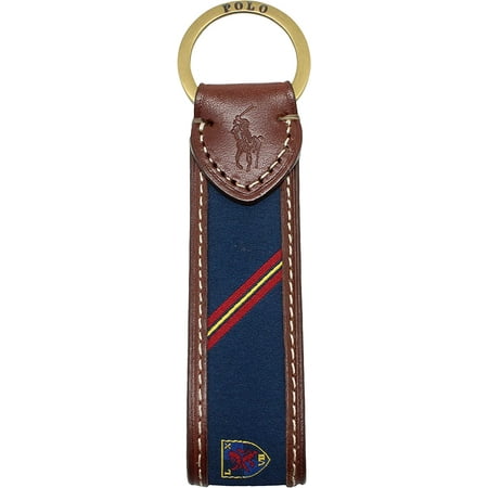 Polo Ralph Lauren Leather Trim w/Silk Crest Split O-Ring Key Chain Fob ...