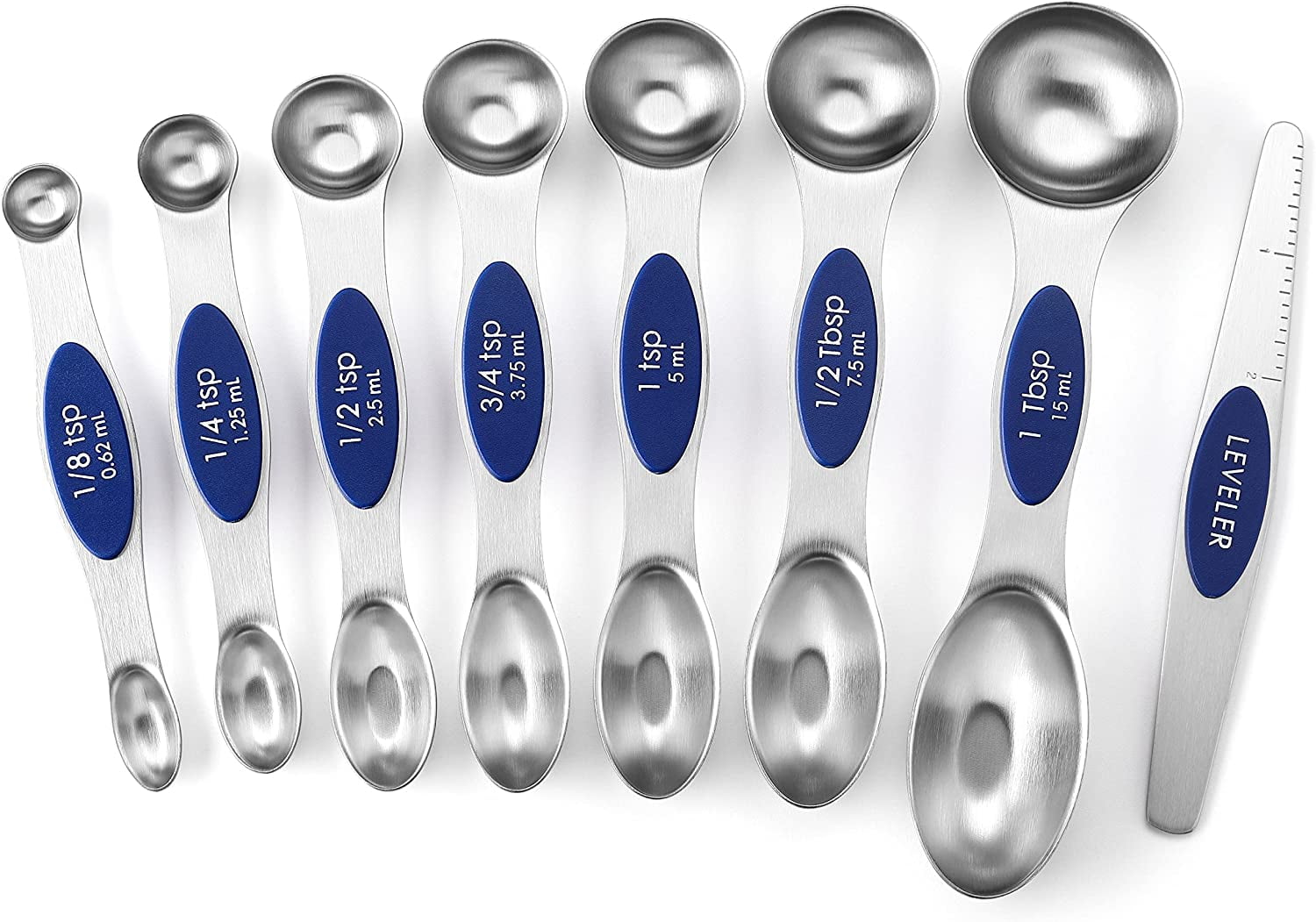Magnetic Measuring Spoons Set, Dual Sided, Stainless Steel, Fits in ...
