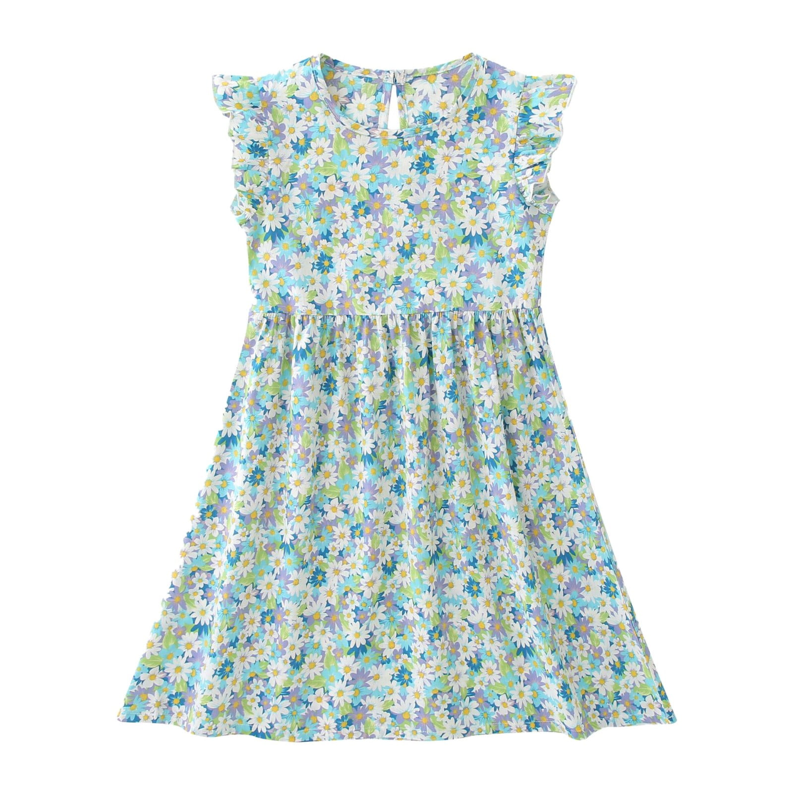 Click here for Ximin Girls Summer Floral Print Dress Ruffle Sleev... prices