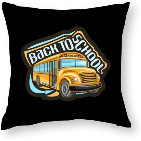 School Bus Back to School Pillow Case Polyester Square Cushion Covers ...