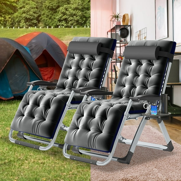 ABORON Zero Gravity Chairs Set of 2, Folding Recliner Lounge Chair ...