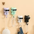 BIMZUC 4‑Pack Cat‑Sunglasses Wall Hooks – Cute Cartoon Cat Key Holder ...