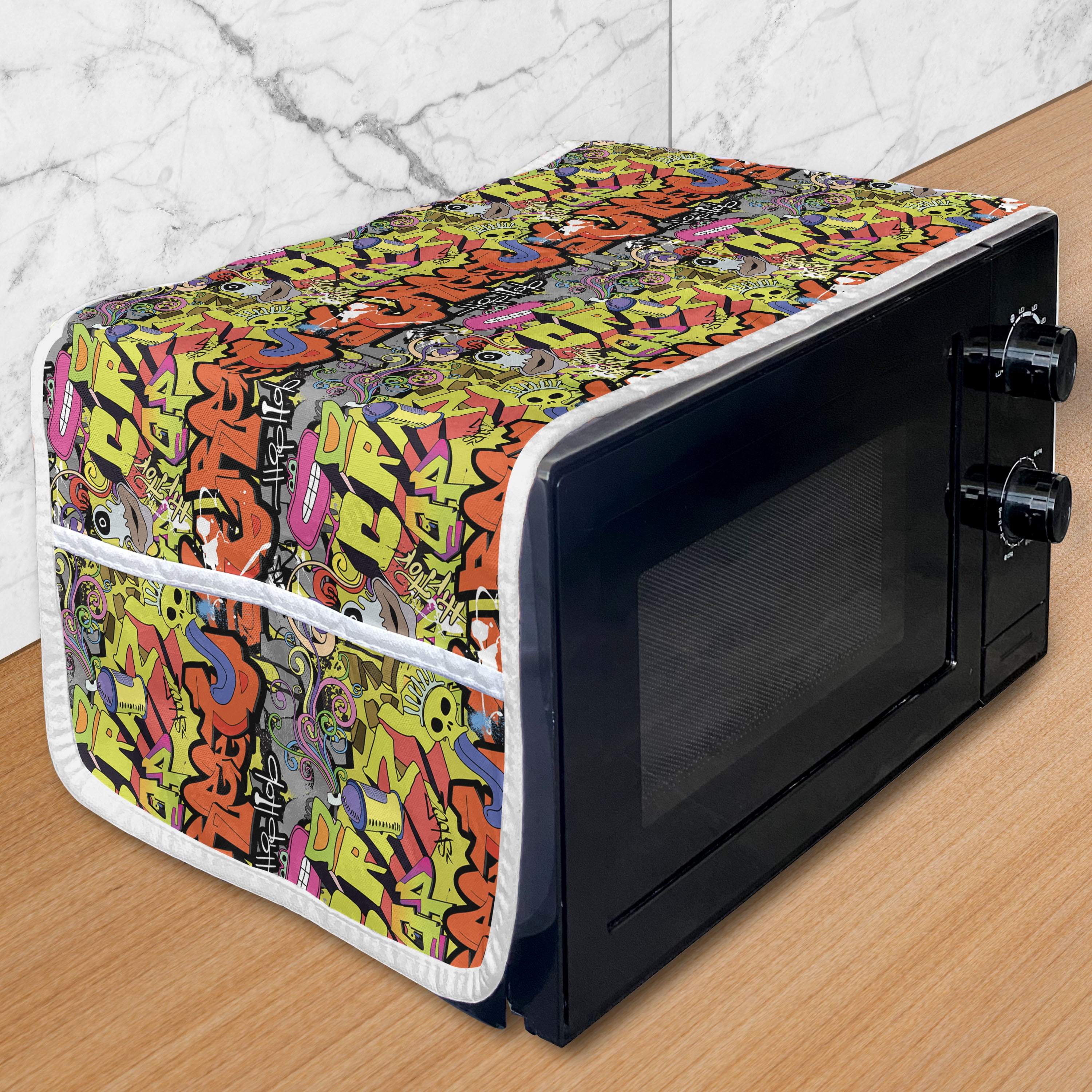 Graffiti Microwave Oven Cover, Contemporary Style Hip Hop Funky Grunge ...