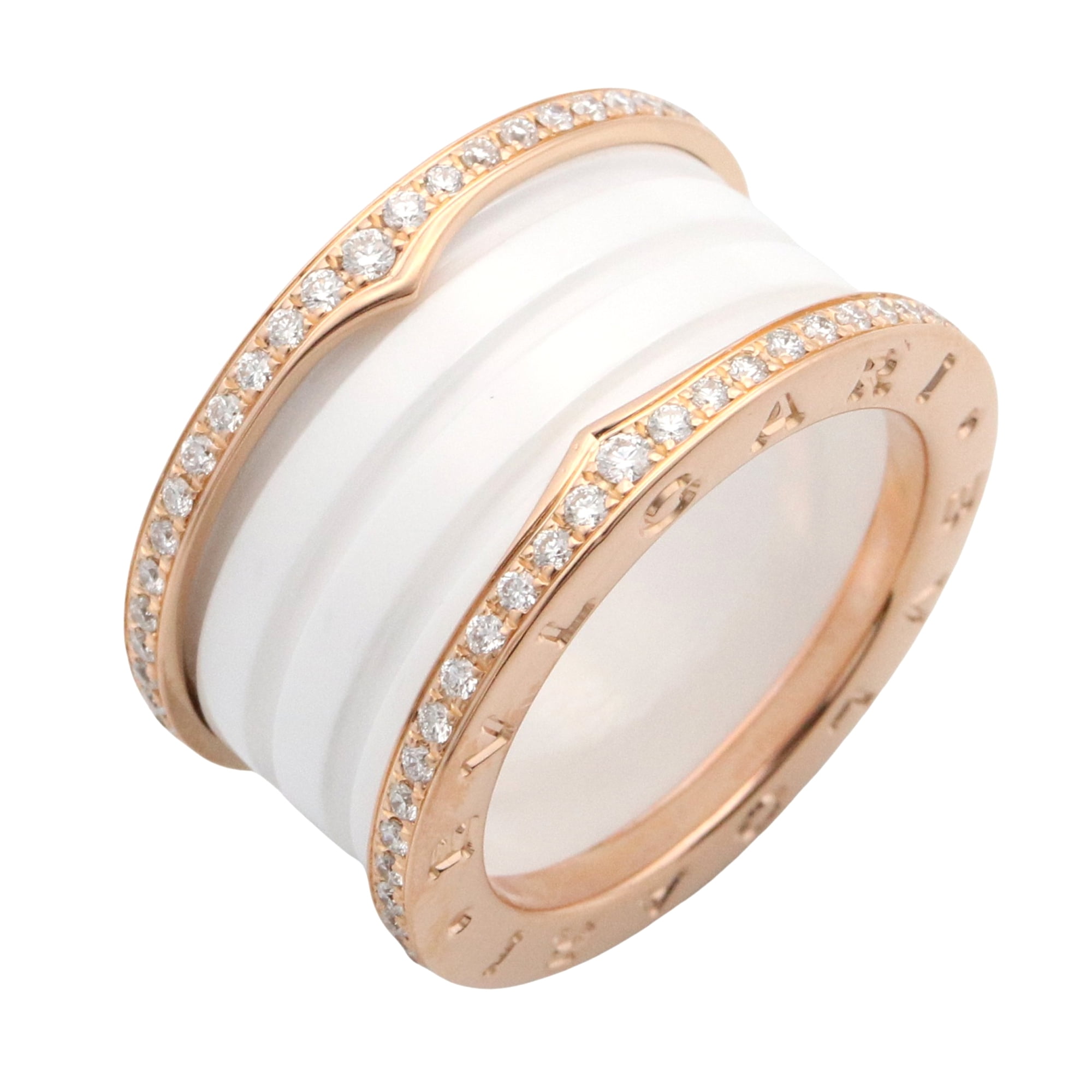 Pre-Owned BVLGARI B-zero1 Ceramic 3-Band Ring in 18K Pink Gold with ...
