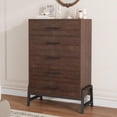 Modern 50.5" Tall 5-Drawer Dresser Chest, Brown-red Finish ...