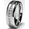 Metal Masters Mens 7mm Titanium Wedding Band With Cubic Zirconia Cz