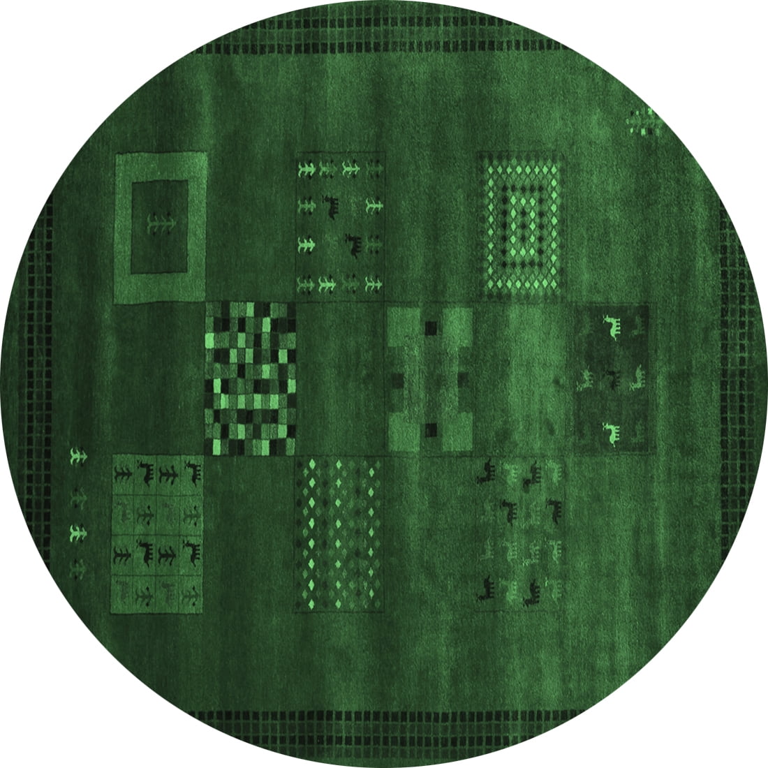 Ahgly Company Indoor Round Abstract Emerald Green Contemporary Area ...