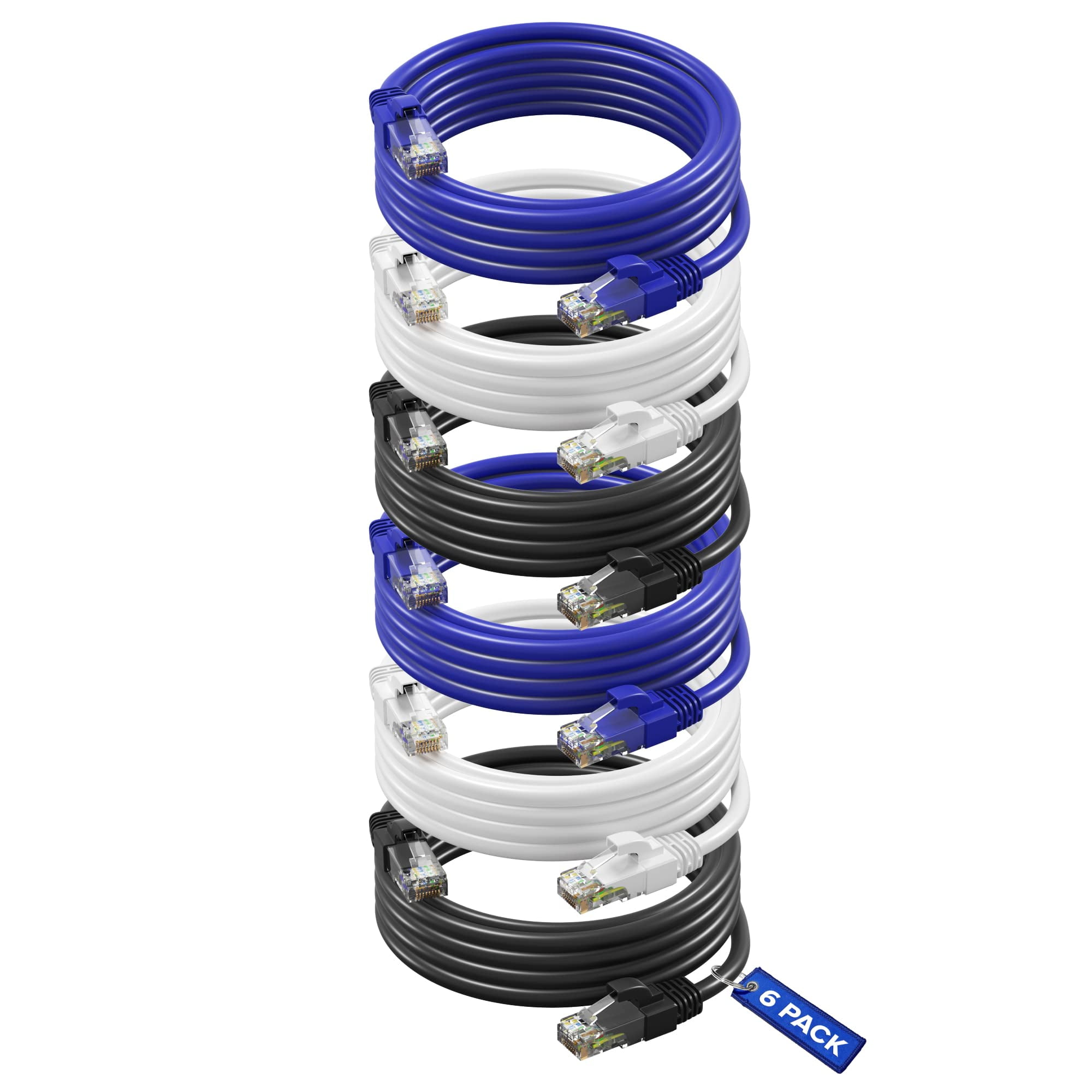 Ethernet Cable & Cat6 Network Cable, 8 ft, Multi Color LAN Rj45 ...