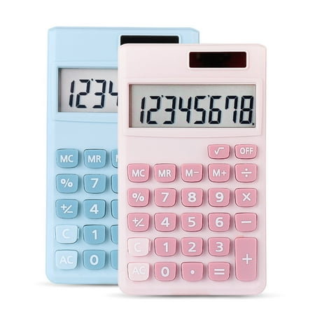 JOYWEI 2 Pieces Basic Standard Calculators Mini Digital Desktop Calculator with 8-Digit LCD ...