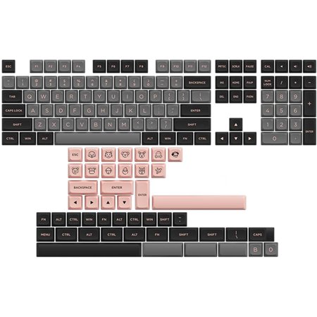 Black & Pink Keycap Set 155-key ASA-Low Profile PBT Double Shot Keycap ...