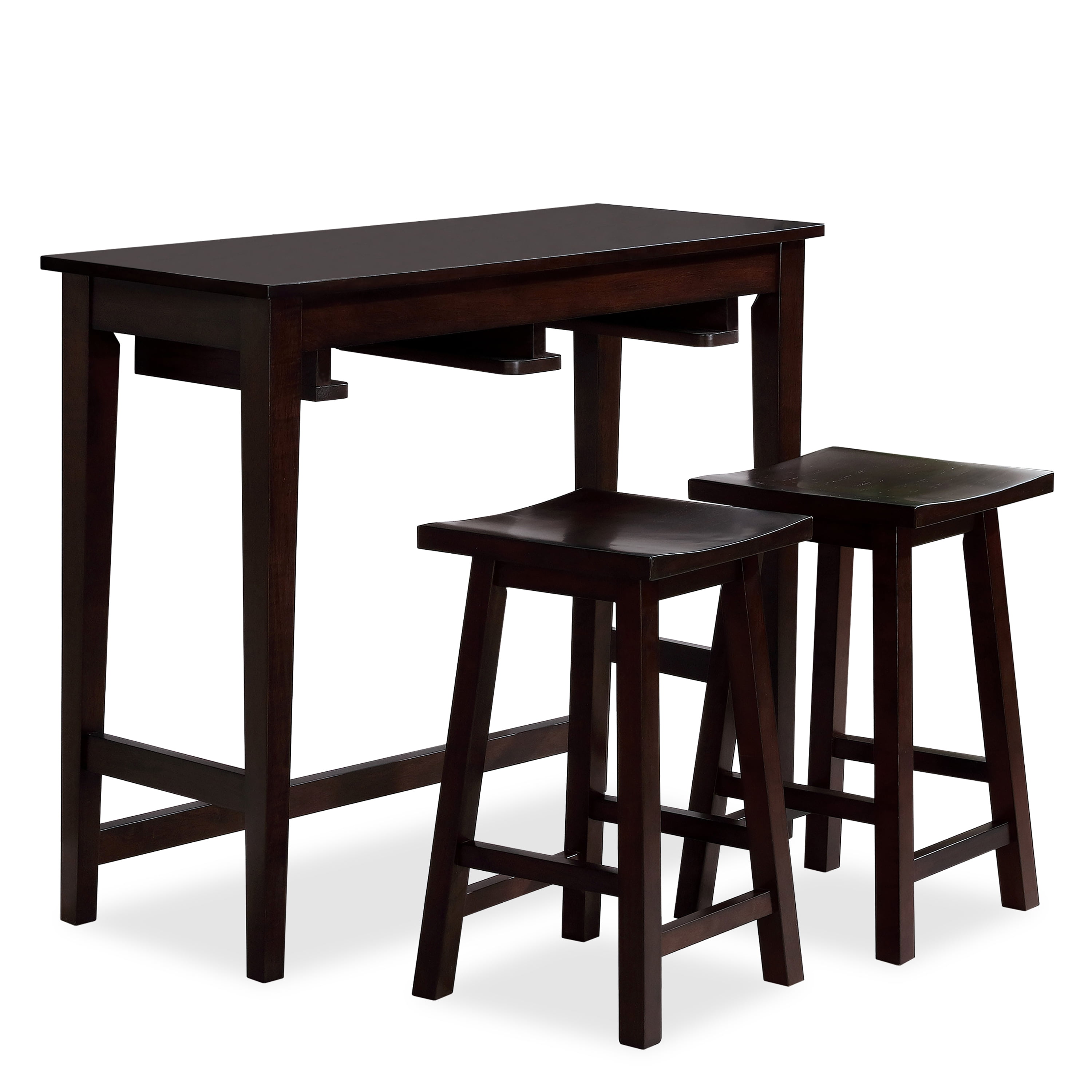 Furniture of America Tryst 3-Piece Wood Bar Table Set, Espresso ...