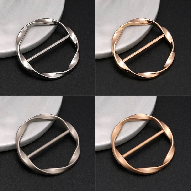 4PCS Silk Scarf Ring Clip Set–4 Colors Shirt Tie Clips Clothing Wrap ...