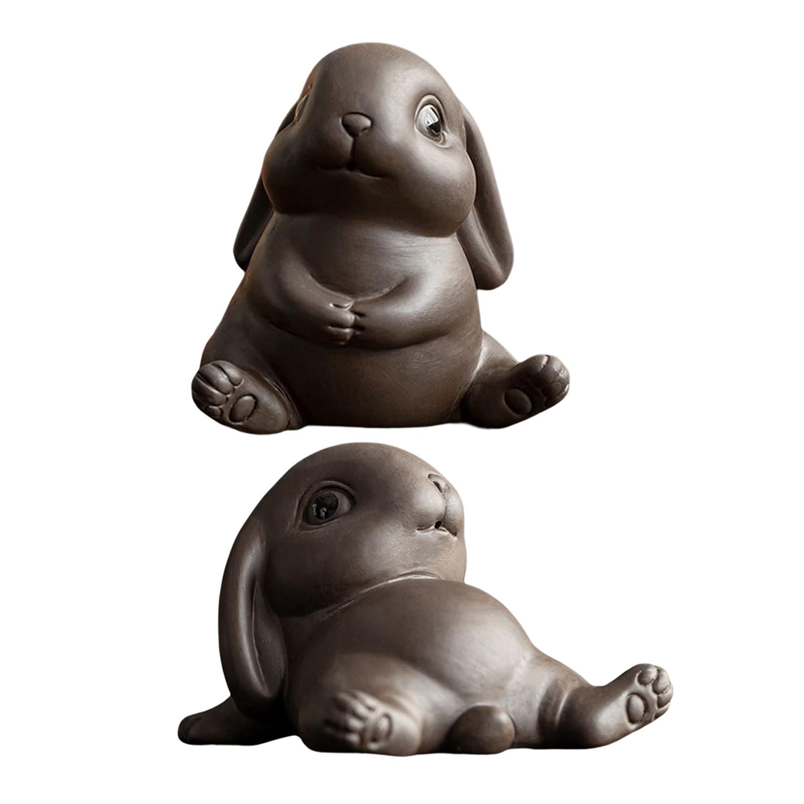 2x Rabbit Figurine Animal Sculpture Bunny Statue for Bedroom Tea Table ...