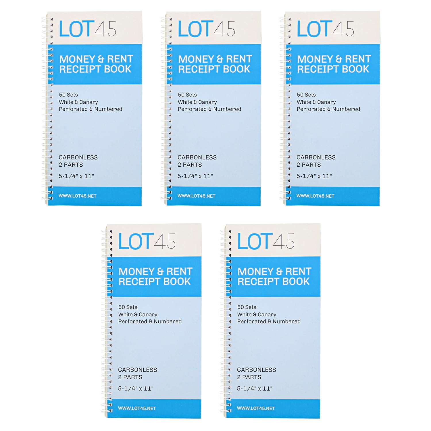 Lot45 Money Rent Receipt Book 5 Piece Set - 5x11in - 2 Part Carbonless ...
