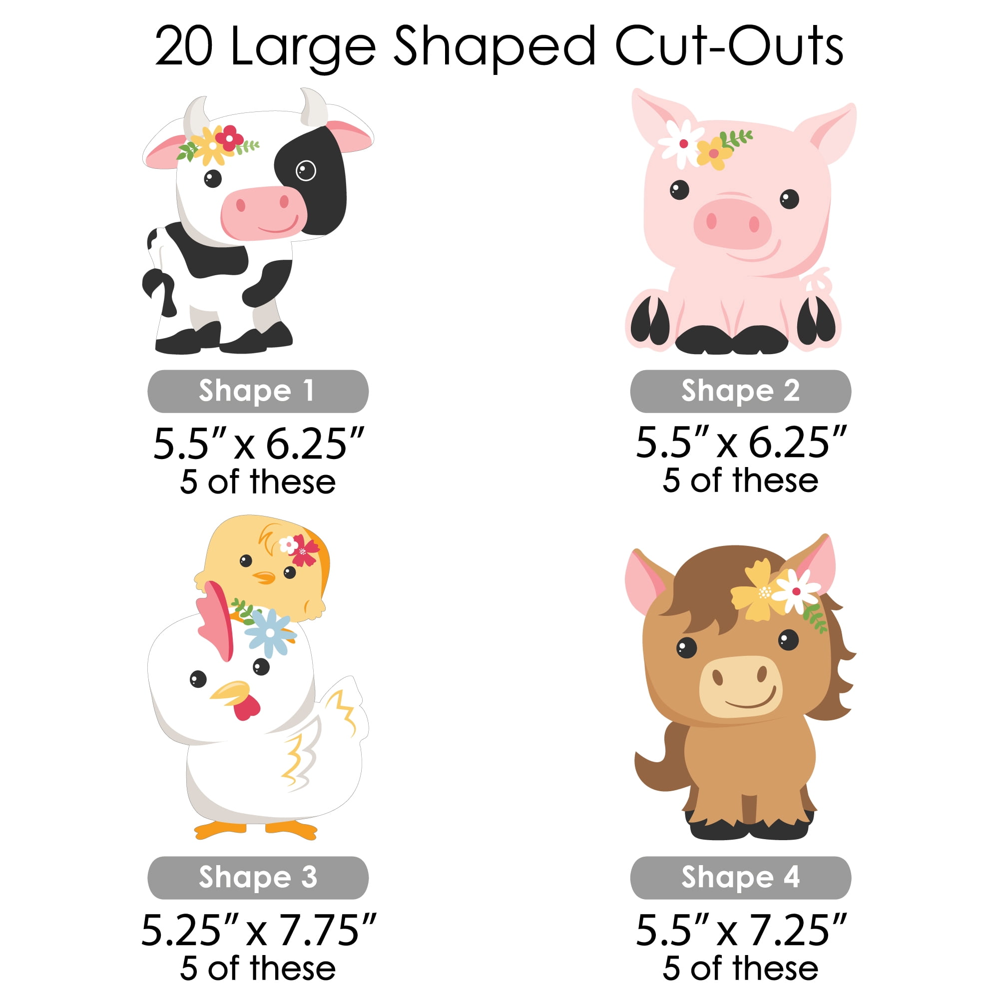 Big Dot of Happiness Girl Farm Animals – Pink Baby Shower or Birthday ...