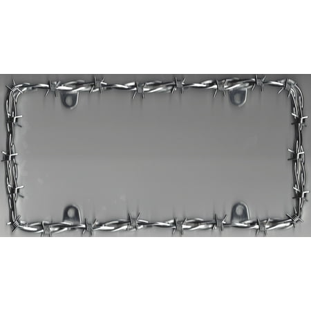 Chrome Barbed Wire License Plate Frame with Caps - Walmart.com
