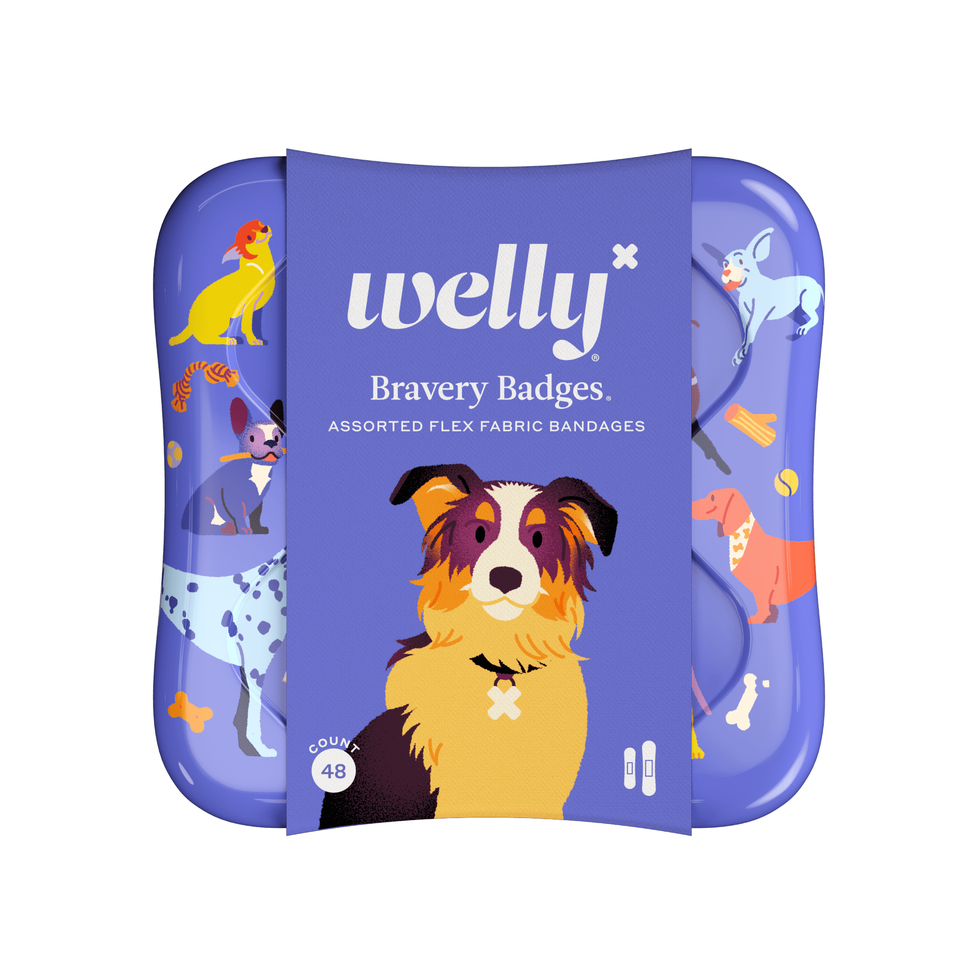 Welly Dog Kids Flex Fabric Adhesive Bandages, Assorted, 48 Count ...