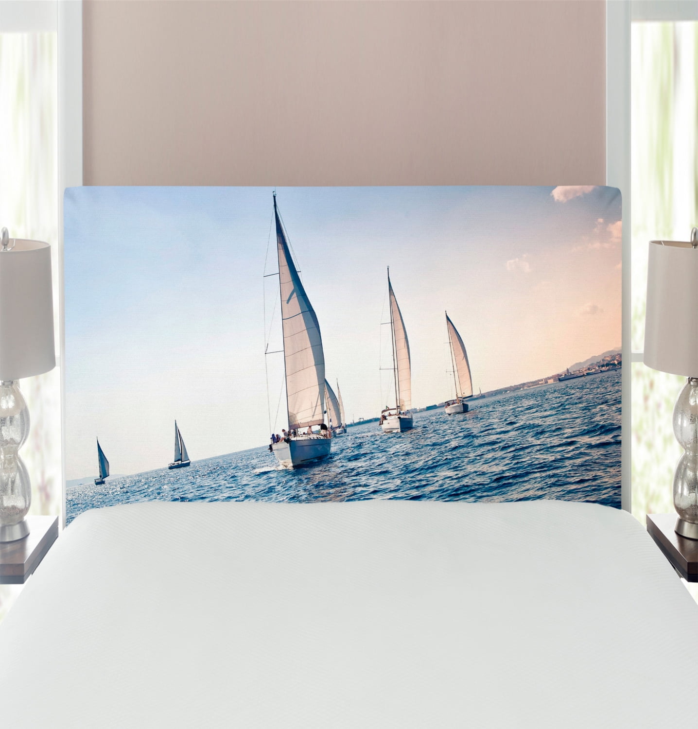 Nautical Headboard, Racing Sailboats in Mediterranean Sea Adventure ...