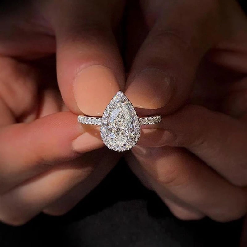 Anillo solitario de cristal de moda para mujer, anillo de compromiso de ...