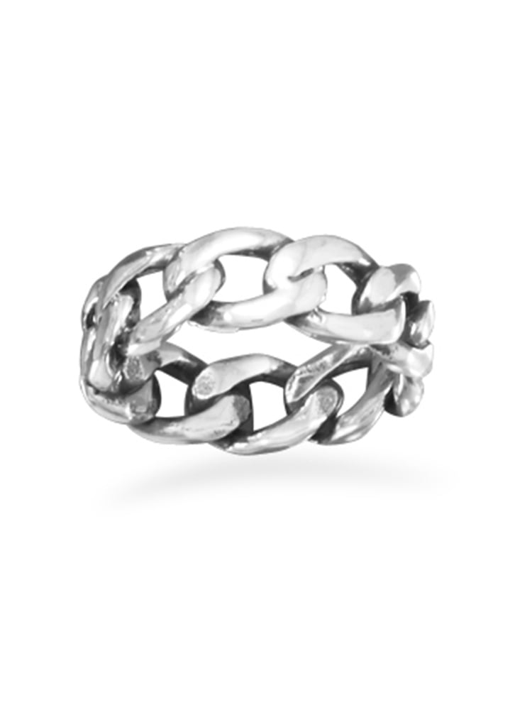 Curb Chain Ring Antiqued Sterling Silver, Available in Sizes 6 to 13 ...