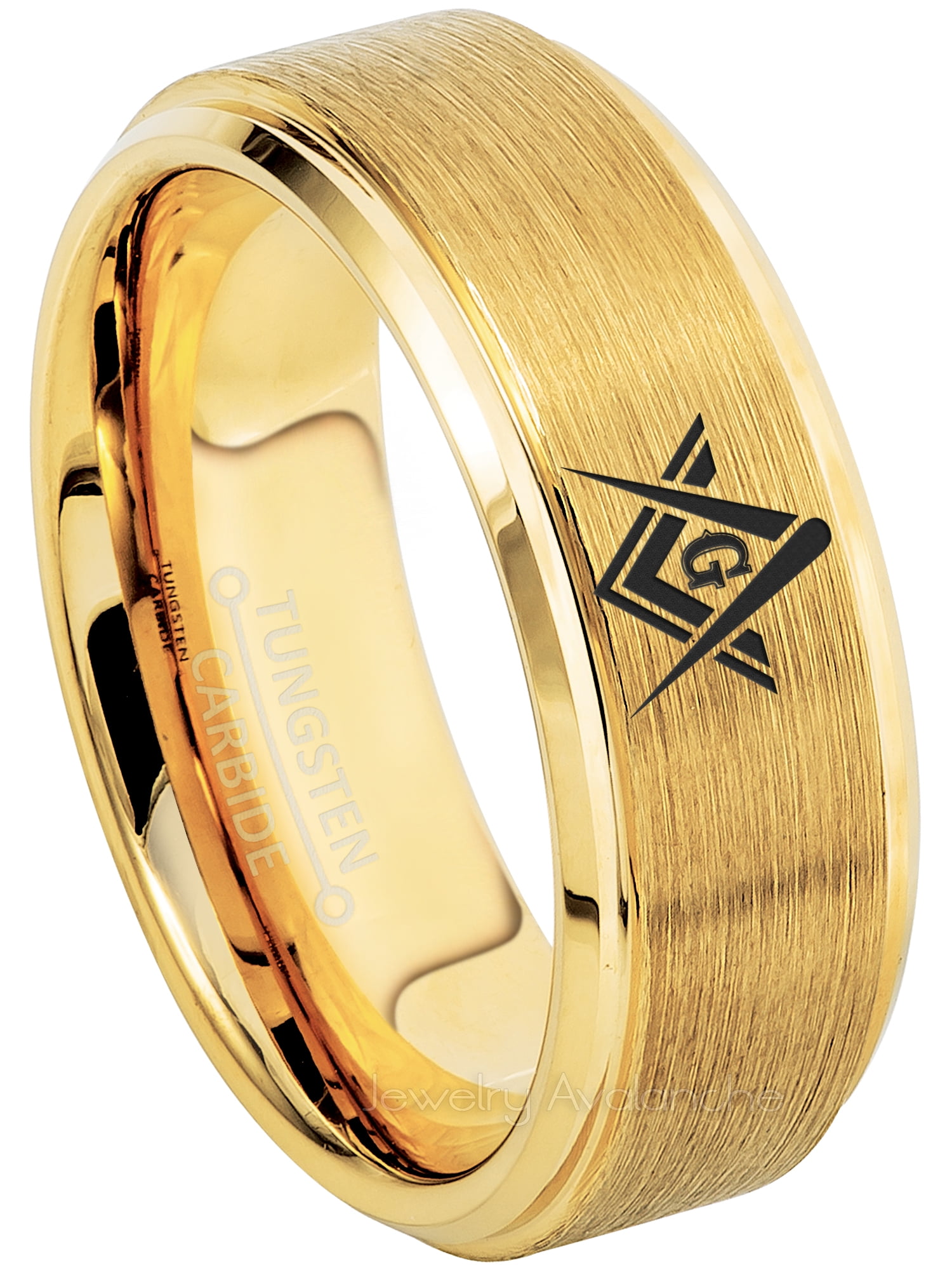 Mens Masonic Tungsten Ring - Freemason Masonic Symbol Ring - 8MM ...