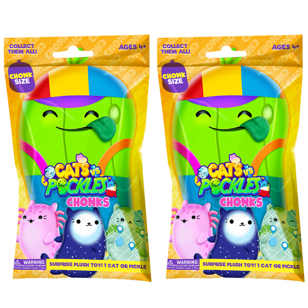 Cats vs Pickles -Chonks - Mystery Bag - Gold Wave - 2pk Bundle - 6" Bean Filled Plush - Walmart.com