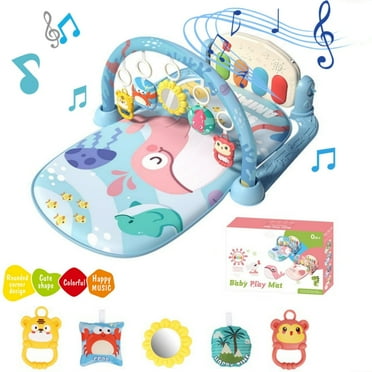 Baby Gym Play Mat, Tummy Time Activity Center with Piano Toys, 0-12 ...