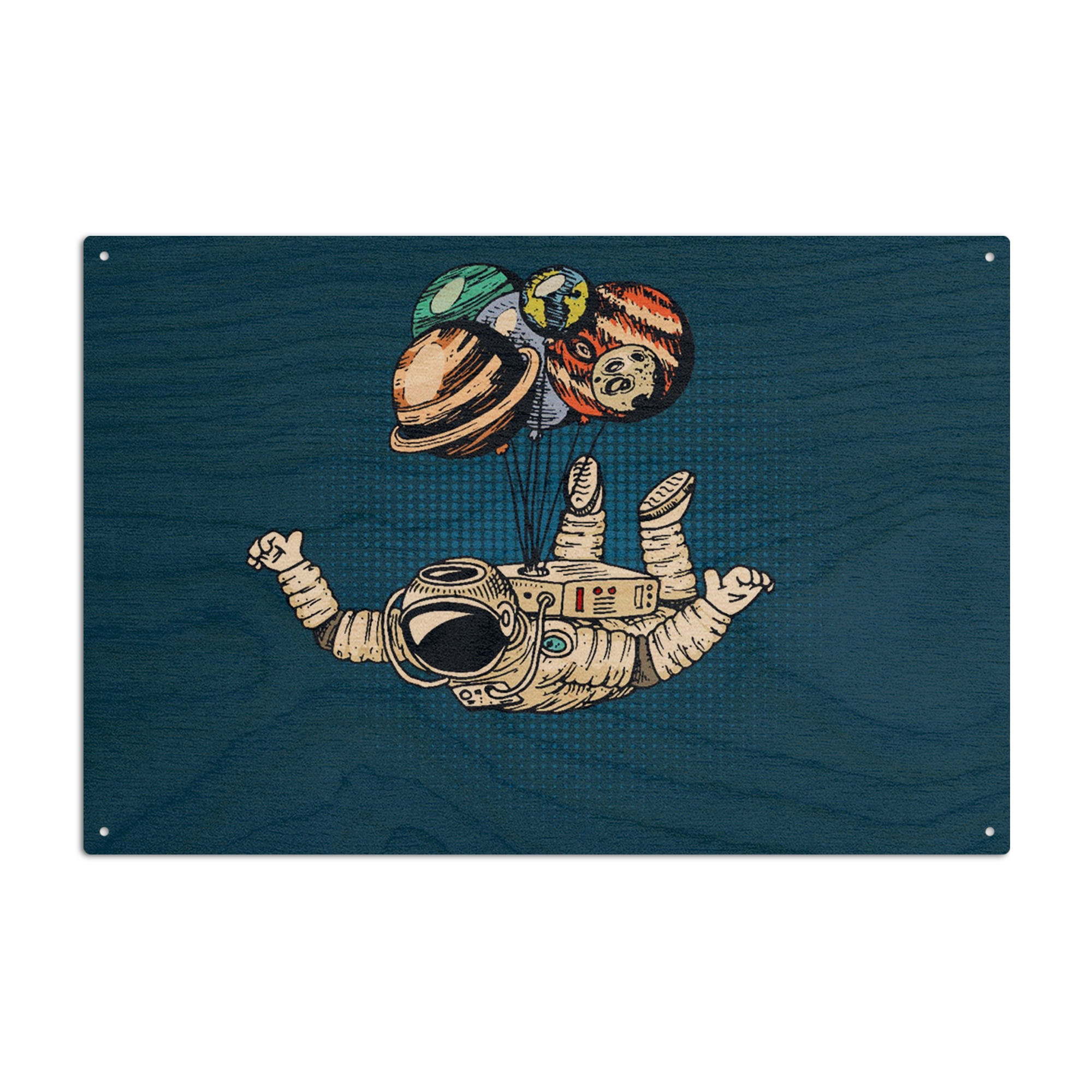 Astronaut Skydiving, Vector with Linework Birch Wood Wall Sign (6x9 ...
