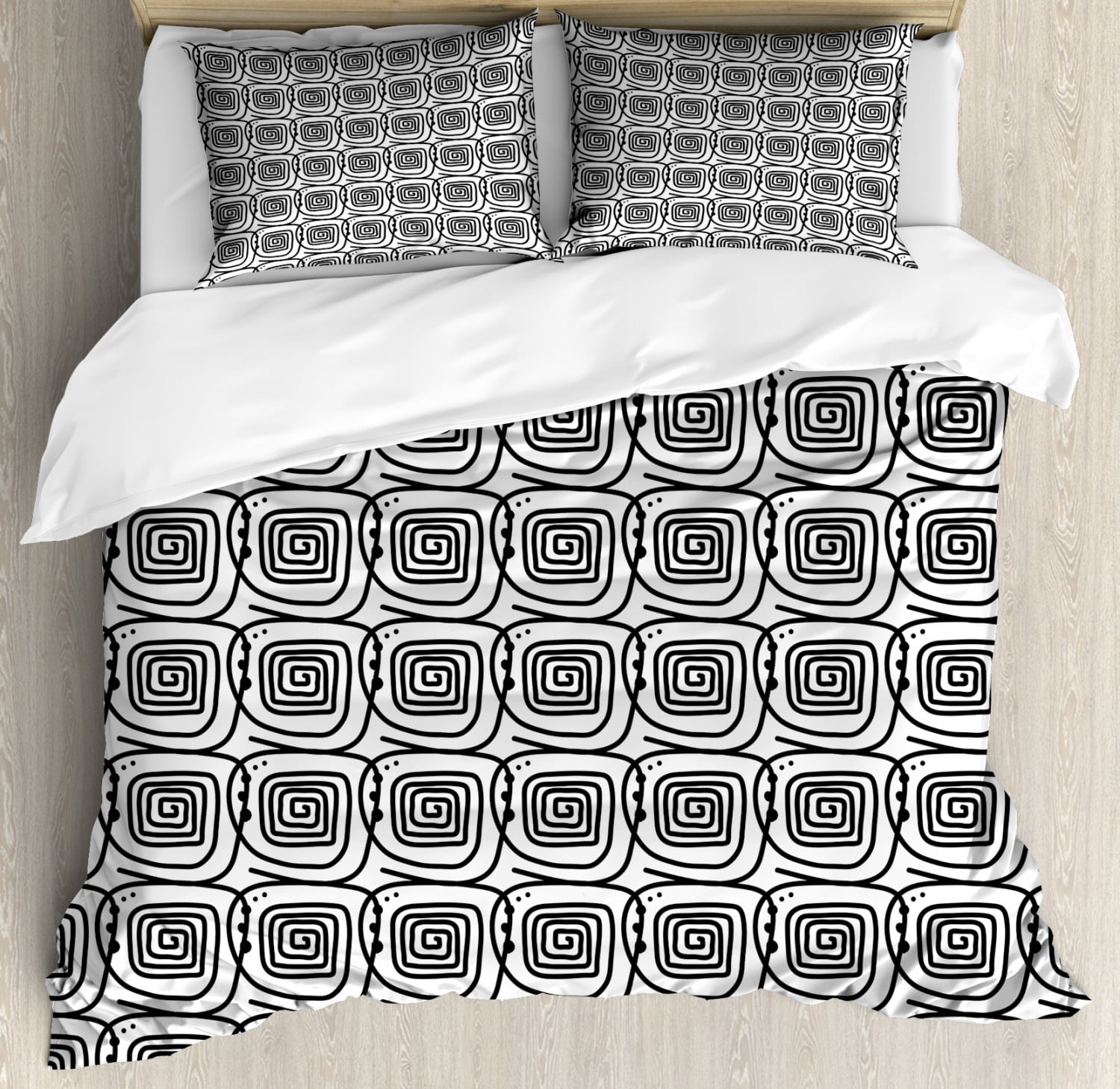Black and White Duvet Cover Set Queen Size, Interlacing Whirls Free ...