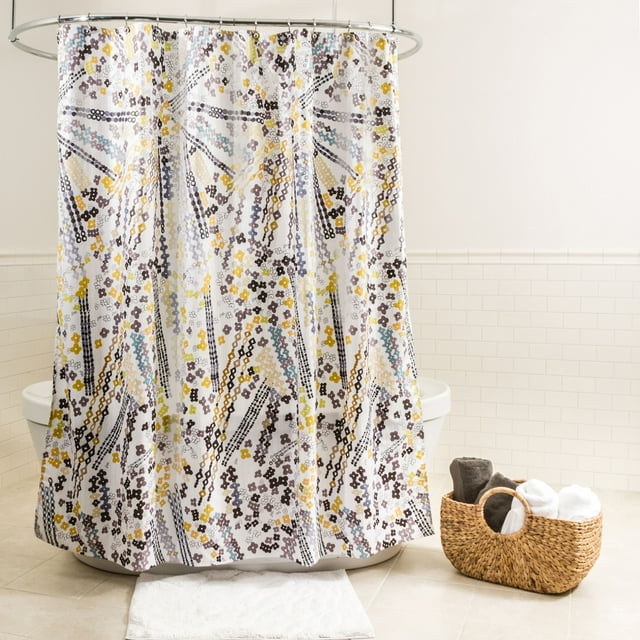 Splash Home Sunraya Floral Polyester Fabric Shower Curtain, 70" x 72 ...