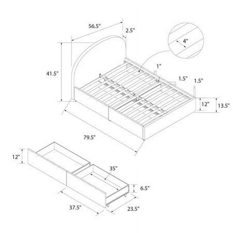 Drawing Of Full Size Bed