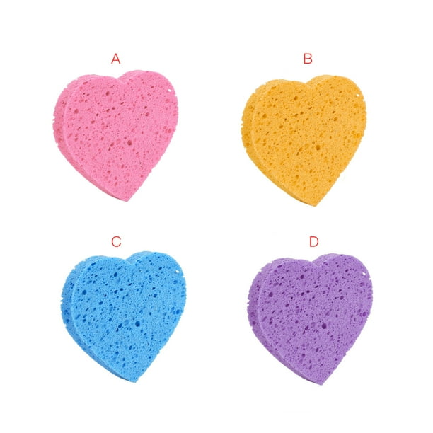 Xingzhi Pack of 10 Skin Sponge Deep Clean Cellulose Facial Sponge Heart ...