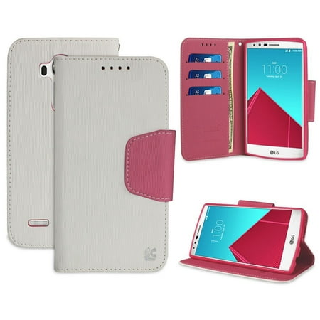 WHITE PINK INFOLIO WALLET CREDIT CARD SLOT CASH CASE COVER STAND FOR LG ...