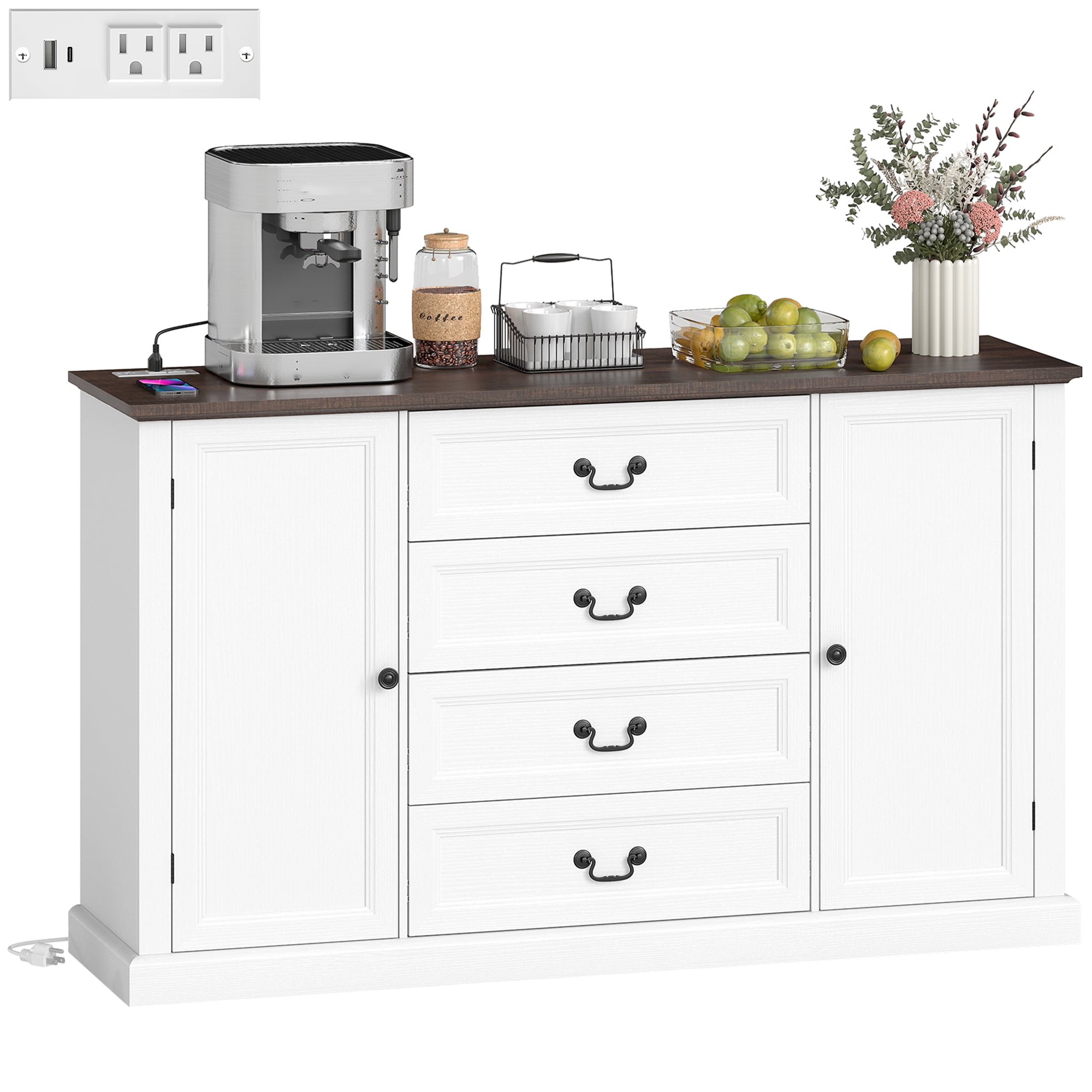 Click here for Homcom 58 Sideboard Buffet Cabinet With Charging S... prices
