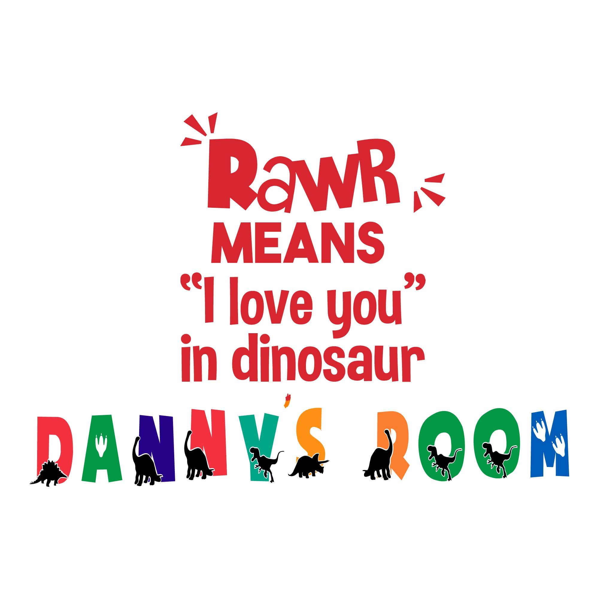 Custom Name Jurrasic Dinosaur PrehistoricWall Decal Decoration Rawr ...