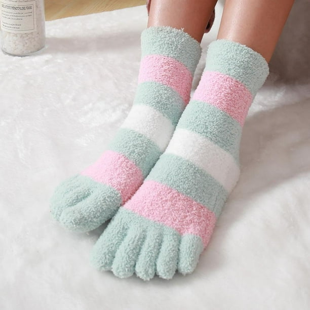2 Pairs Women Toe Socks Fuzzy Toe Socks Winter Warm Toe Socks Five Toe ...