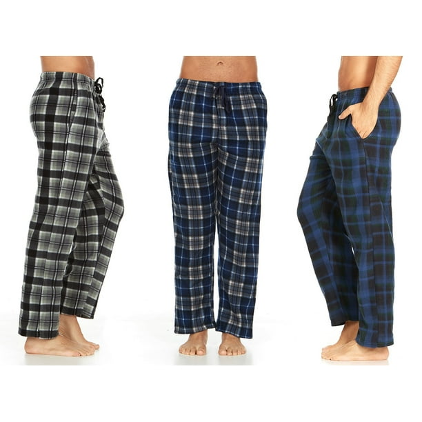 DARESAY Mens 3 Pack Pajama Pants for Men, Microfleece Pajama Pants, Men ...