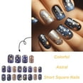 24x Glittering Full Covers False Nails Short Square Press On Nails ...