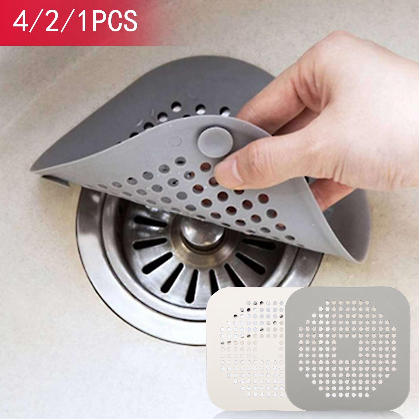 Eeekit 4 2 1 Pcs Rubber Drain Hair Catcher 5 5inch Square Tpr Kitchen