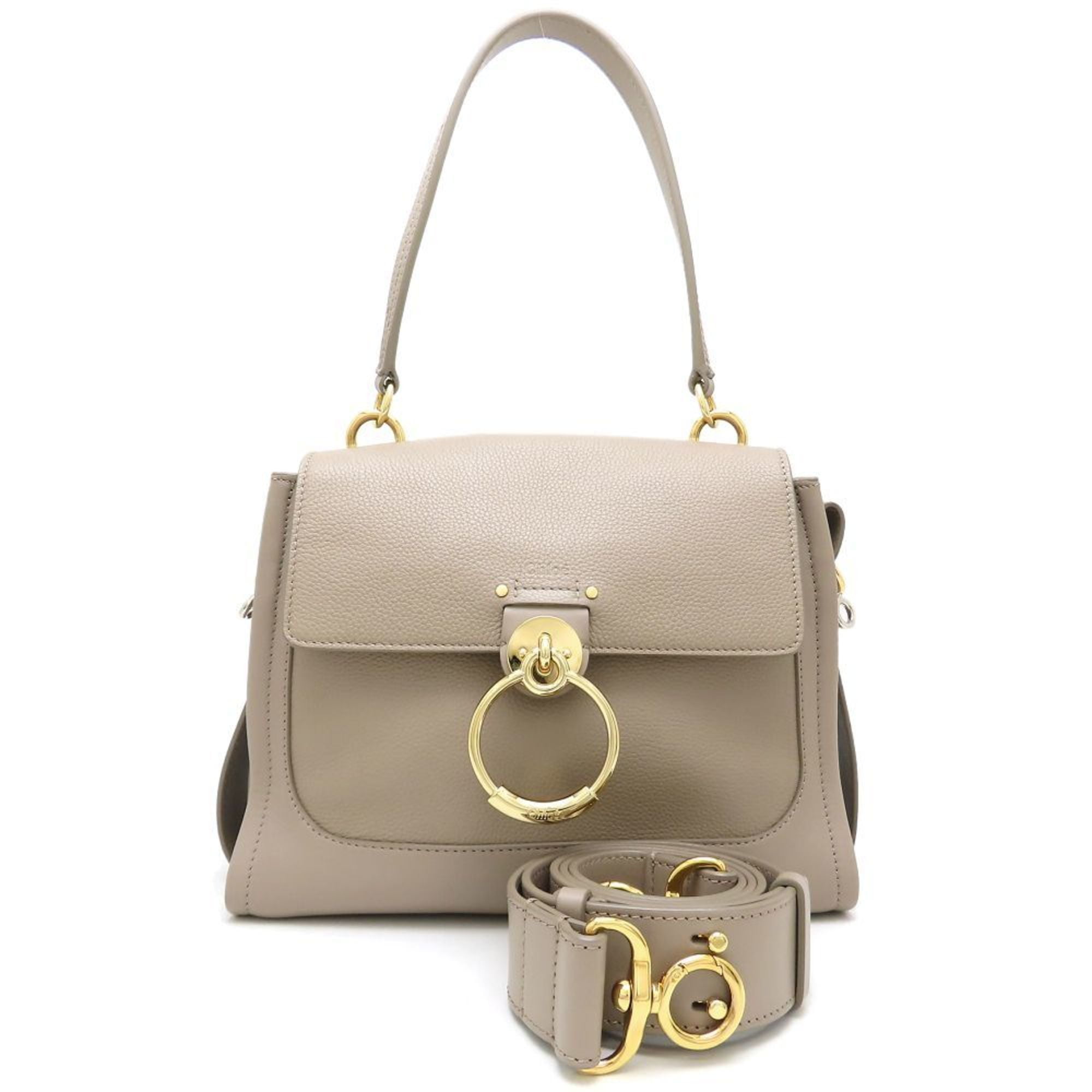 Pre-Owned Chloé Chloe Tess Mini Day Bag 2-Way Shoulder Calf Motty Grey ...