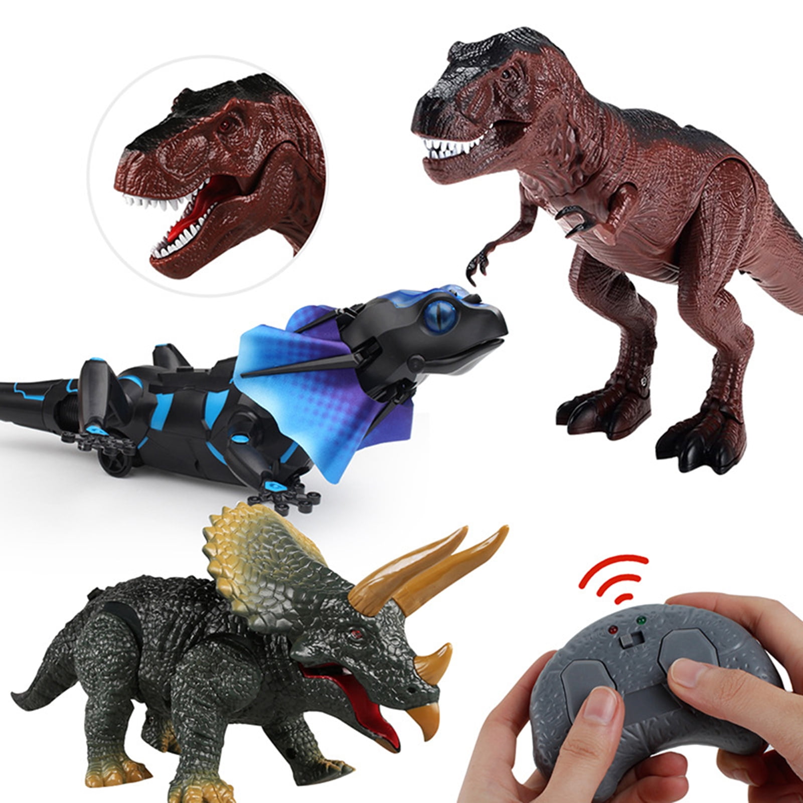 Hesroicy RC Dinosaur Toy Vivid Look Tyrannosaurus Rex Triceratop Model ...