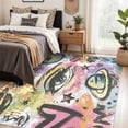 Abstract Graffiti Eye Planet Area Rug Street Art Carpet Washable Non ...