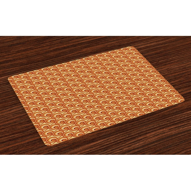 Burnt Orange Placemats Set of 4 Retro Design Inspirations with Doodle ...