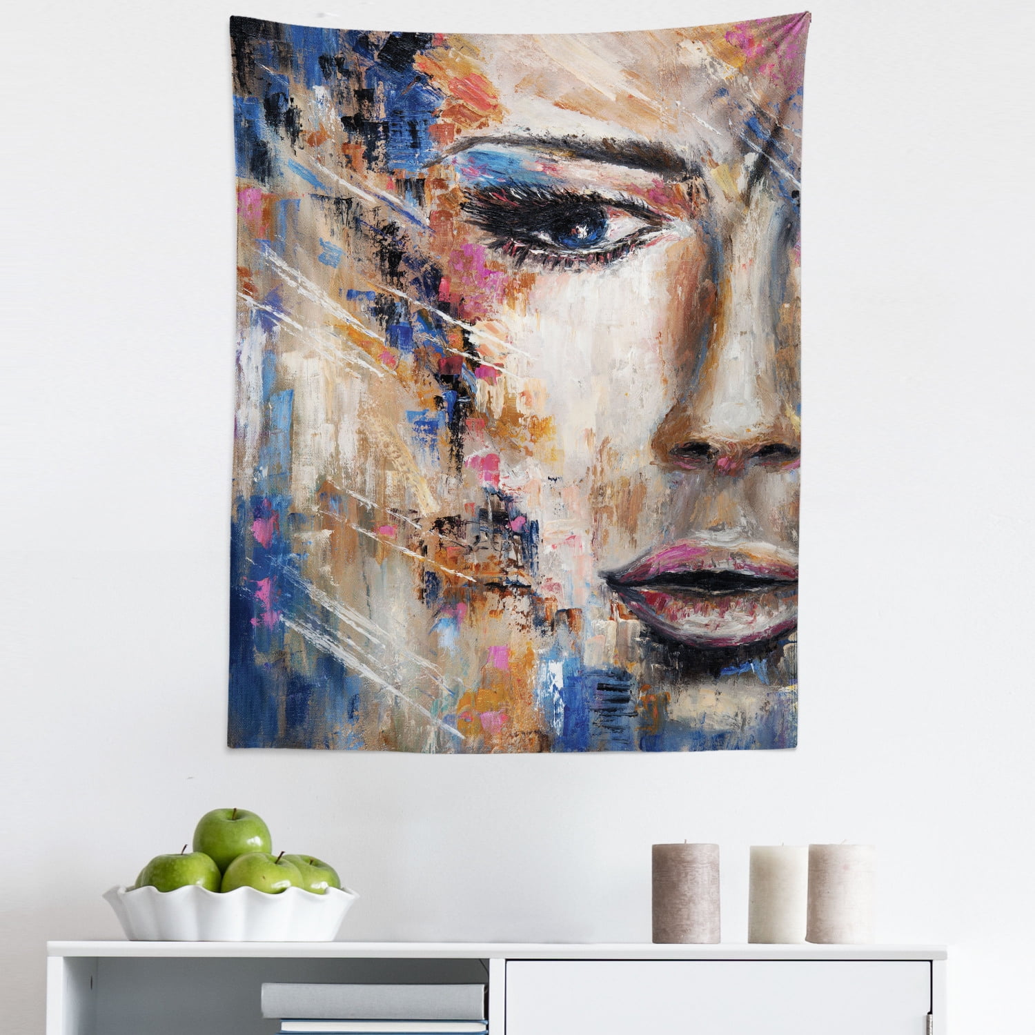 Women Tapestry, Colorful Brushstrokes Abstract Look Modern Art Lady ...