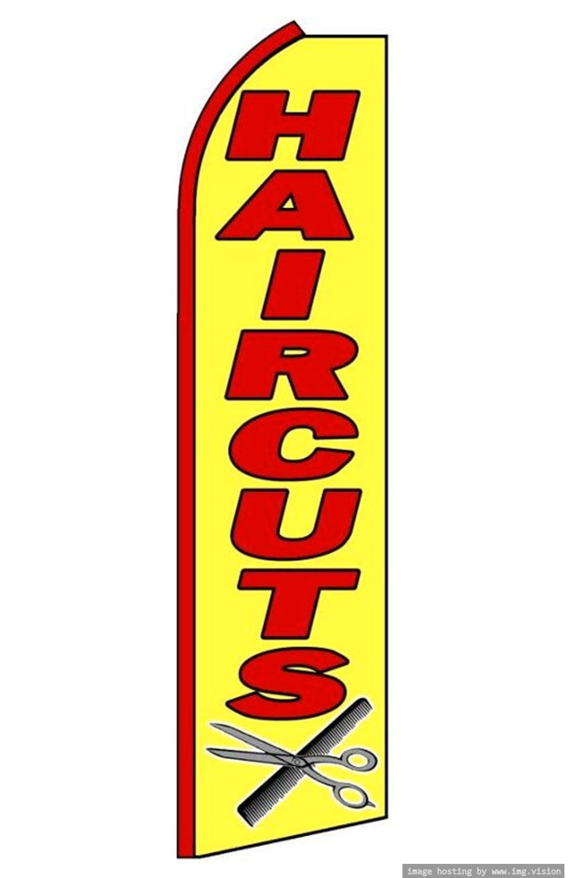 Haircuts (Yellow) Swooper Flag (Hardware Not Included) |Advertisement ...